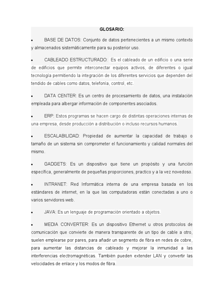 Glosario Informatico | PDF | Red de computadoras | Software