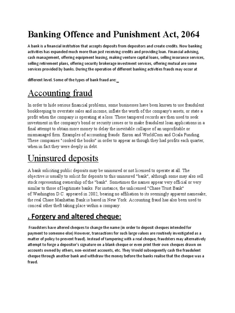 Banking Offence and Punishment Act 2064 (2008) | PDF | Cheque ...
