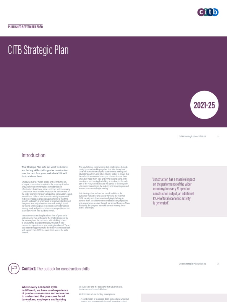 Citb Strategic Plan 2021-25 | PDF | Employment | Apprenticeship