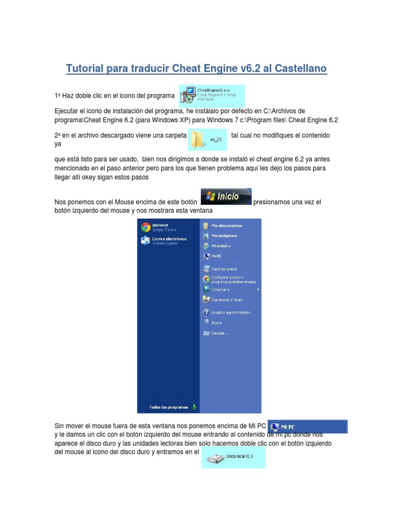 Tutorial para Traducir Cheat Engine v6 | PDF | Archivo de computadora | Windows 7