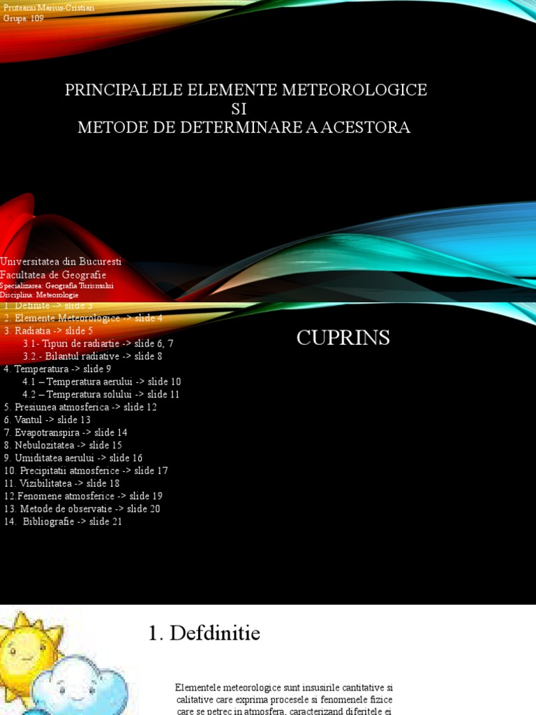 Principalele Elemente Meteorologice Si Metode de Determinare A Acestora ...