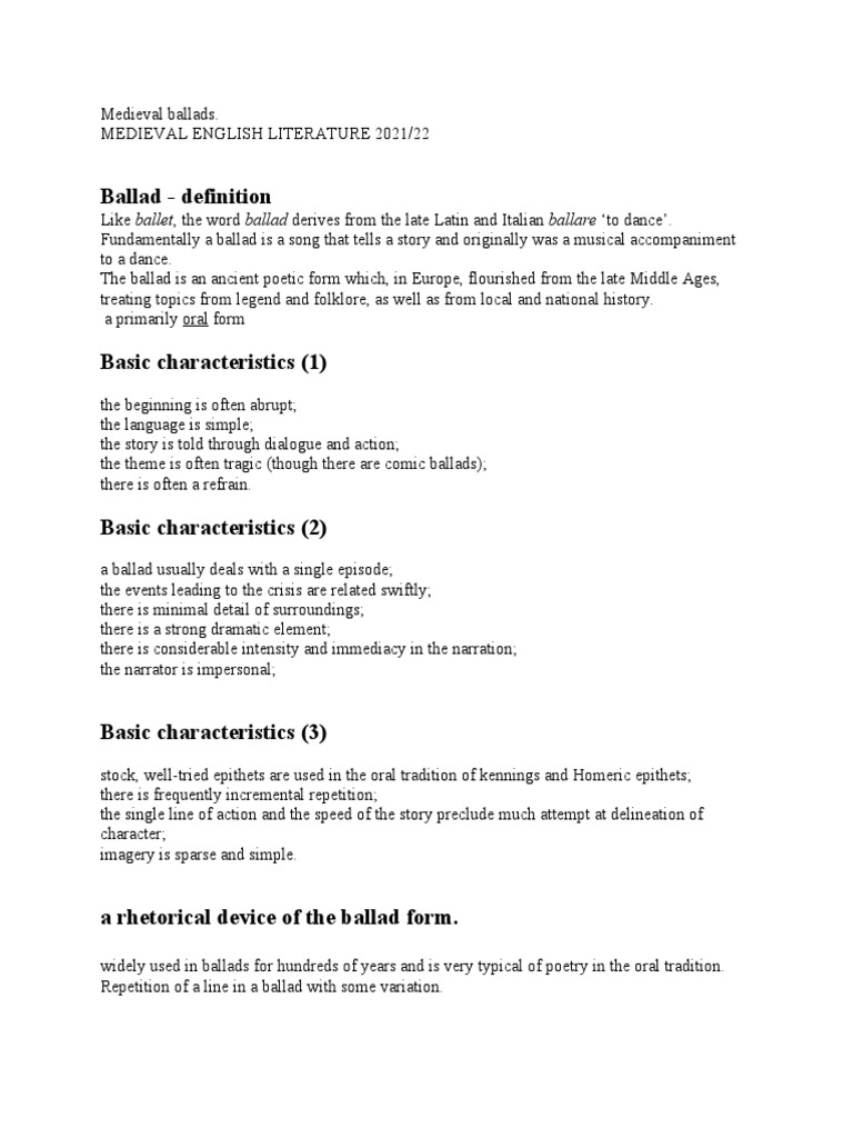 Medieval Ballads | PDF | Ballad | Poetry