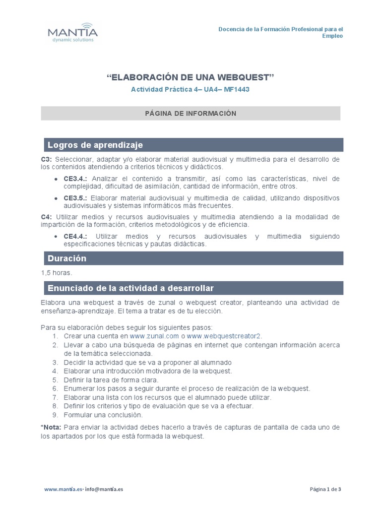 Entregable 4.ua4.elaboración de Una Webquest | PDF | Aprendizaje | Cognición