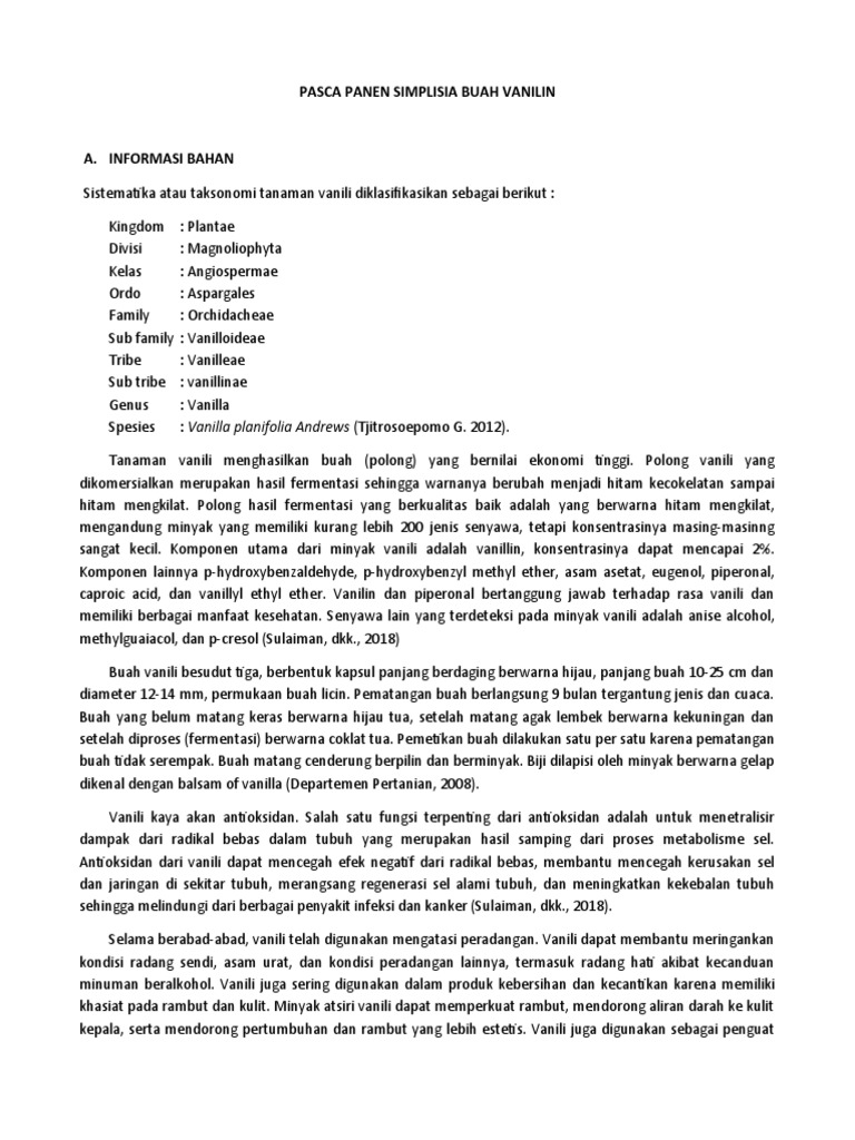 Panduan Pasca Panen Vanili | PDF