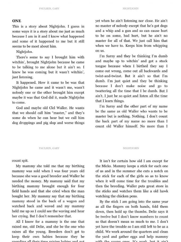 Nightjohn Chapter1 | PDF