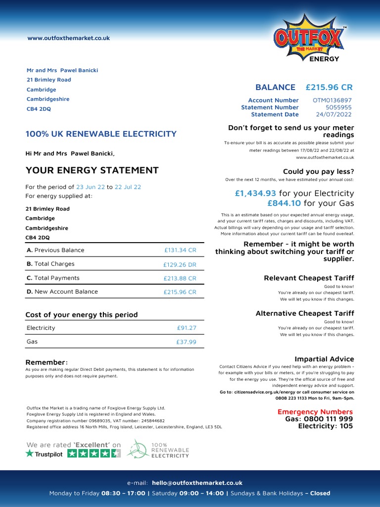 Cut energy bills with Outfox the Market | PDF | Debits And Credits ...
