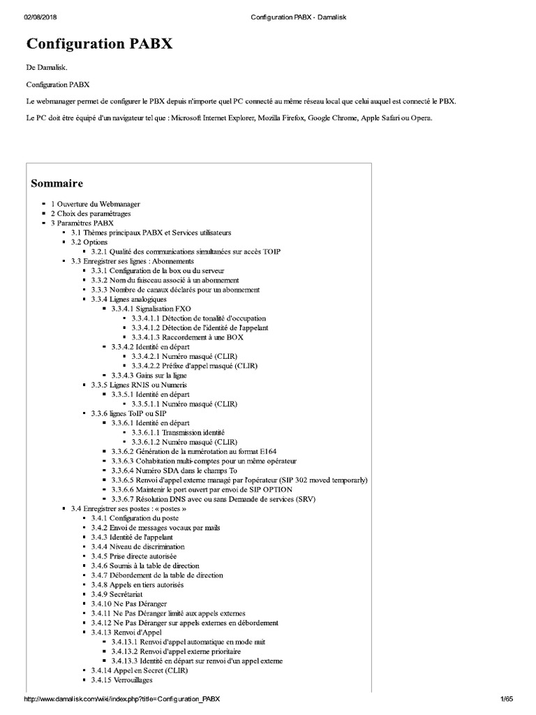 Configuration Pabx Pdf