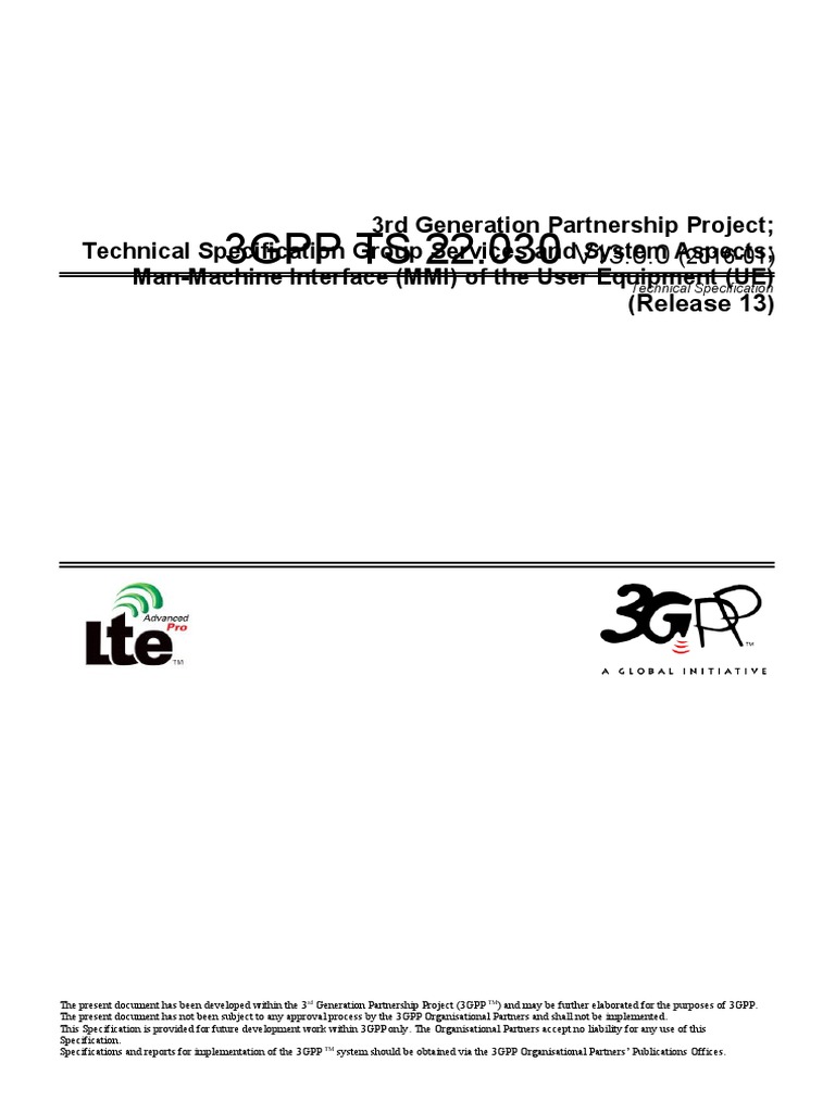 3GPP TS 22.030 - Man-Machine Interface (MMI) of The User Equipment (UE ...