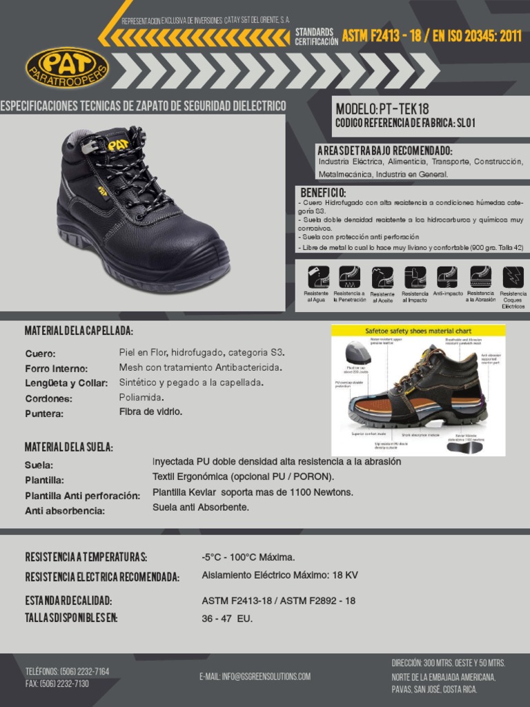 Ficha Técnica Zapatos de Seguridad | PDF | Materiales