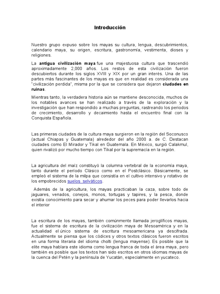 Introducción a la Cultura Maya | PDF | Civilización maya | Mesoamérica