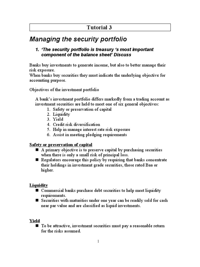 Tutorial 3 Liquidity - Security Portfolio | PDF | Yield Curve | Market ...