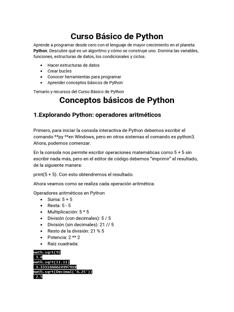 Documento 4 | PDF | Python (lenguaje de programación) | Tipo de datos