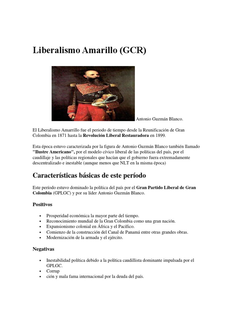 Liberalismo Amarillo en Gran Colombia | PDF | Colombia | Venezuela