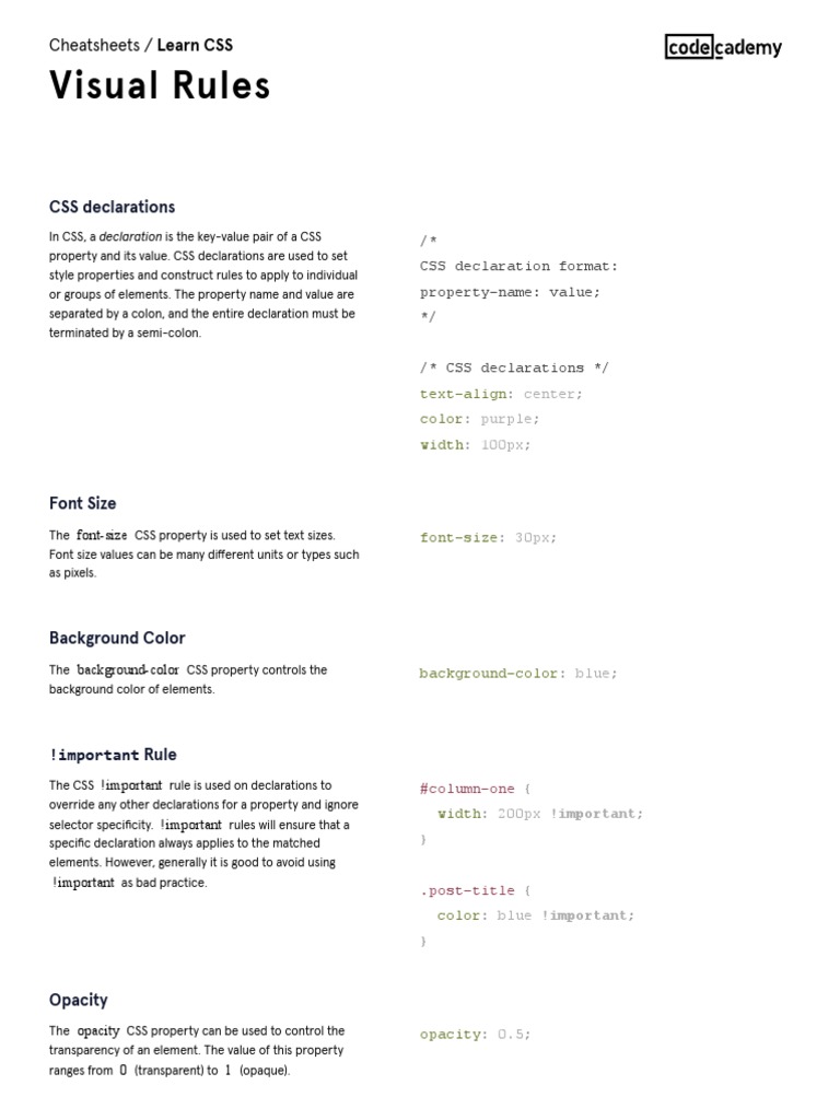 Visual Rules in CSS | PDF | Typefaces | Web Development