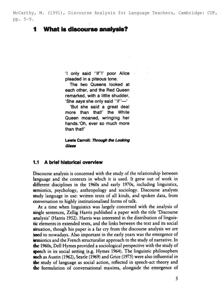 Discourse Analysis Overview | PDF | Linguistics | Question