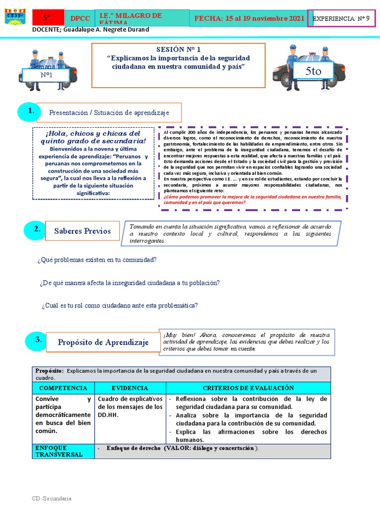 1.act. de Aprendizaje #9 - DPCC 5° | PDF | Aprendizaje | Evaluación