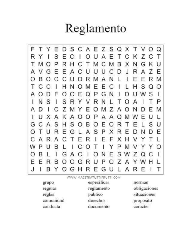 Sopa de Letras Reglamento | PDF