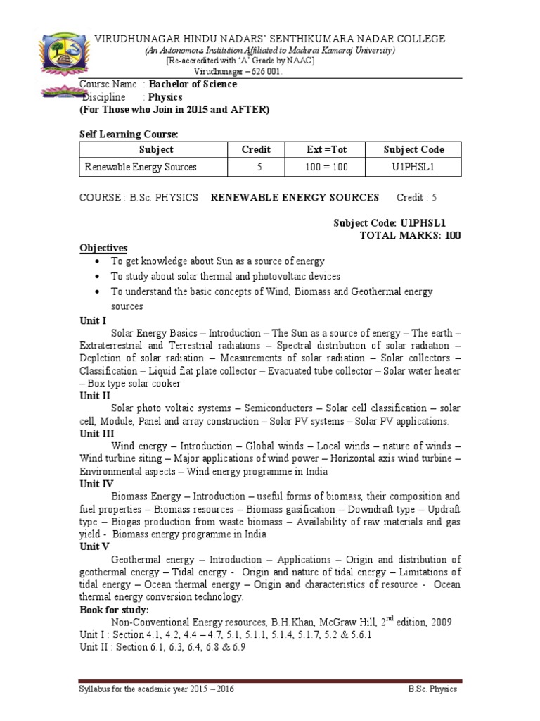BSC Physics | PDF | Solar Energy | Energy Development