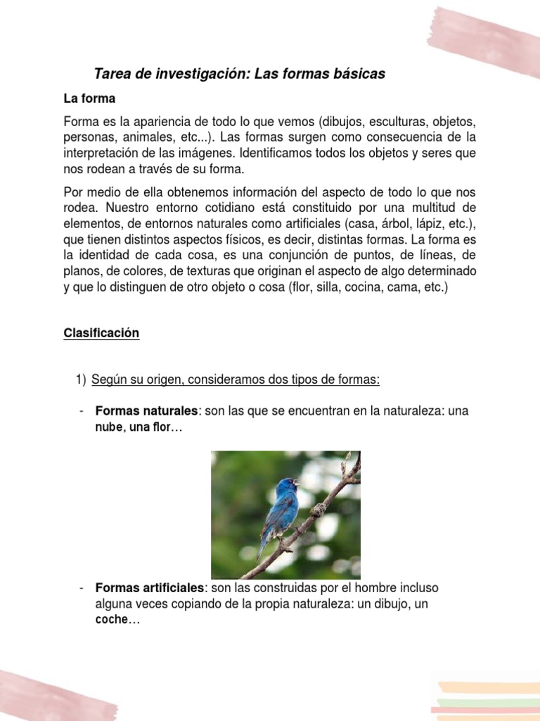 Tarea de Investigación Las Formas Básicas | PDF | Dibujo | Geometría