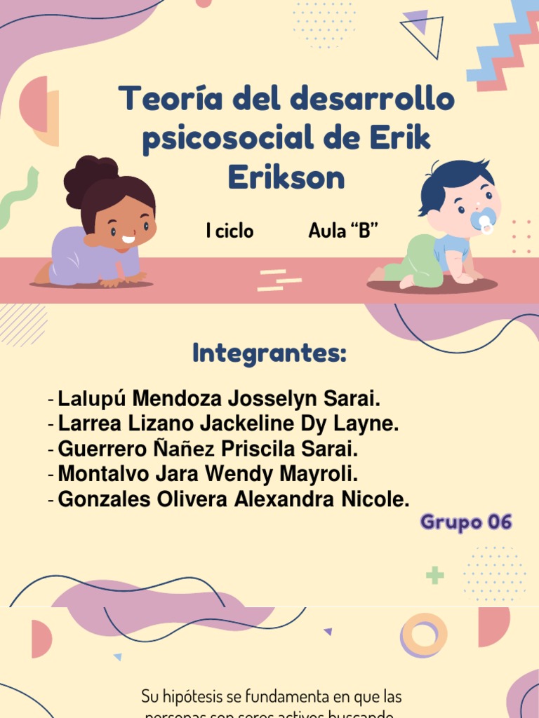 Teoría Del Desarrollo Psicosocial de Erik Erikson: I Ciclo Aula "B" | PDF | Adultos | Etapas de ...