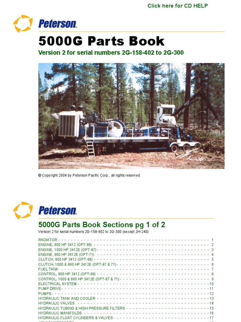 5000G Parts Book: Version 2 For Serial Numbers 2G-158-402 To 2G-300 ...