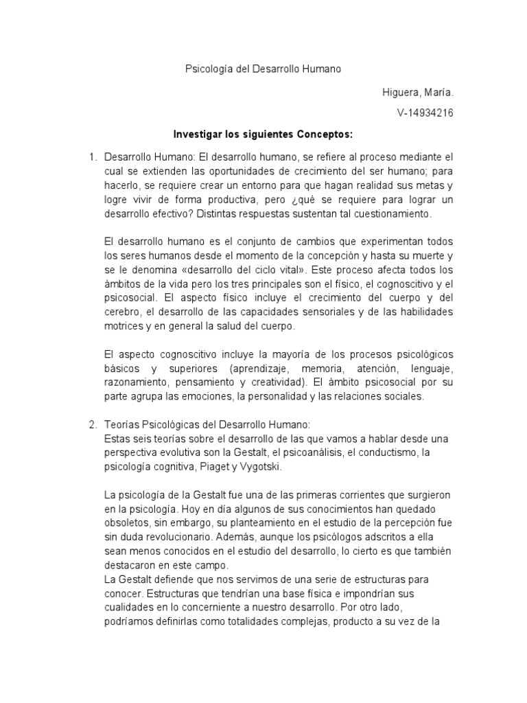 Psicología Del Desarrollo Humano 1 | PDF | Sicología | Gene