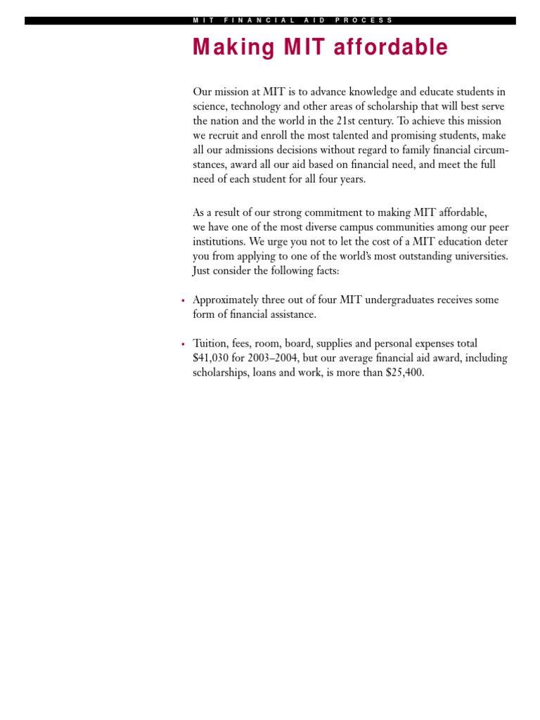 MIT Financial Aid Process | Download Free PDF | Student Financial Aid ...