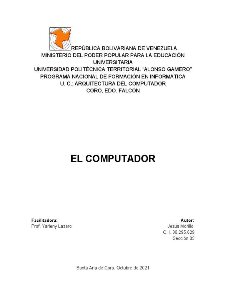El Computador, Jesús Morillo | PDF | Hardware de la computadora | Unidad Central de procesamiento