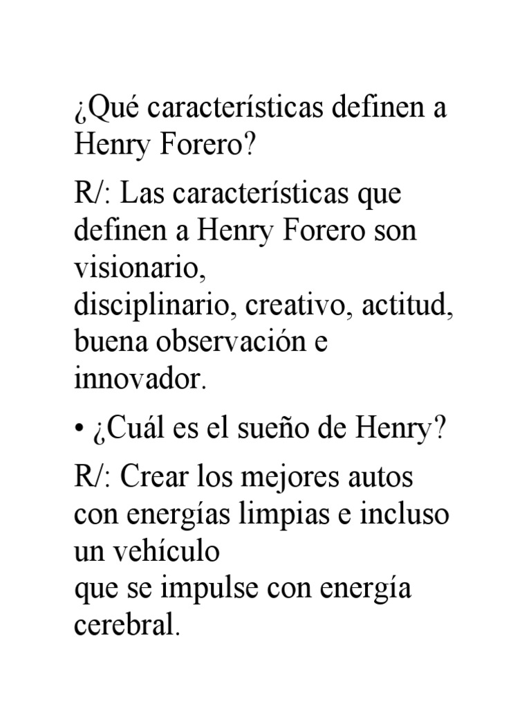 Qué Características Definen A Henry Forero | PDF | Crecimiento personal ...