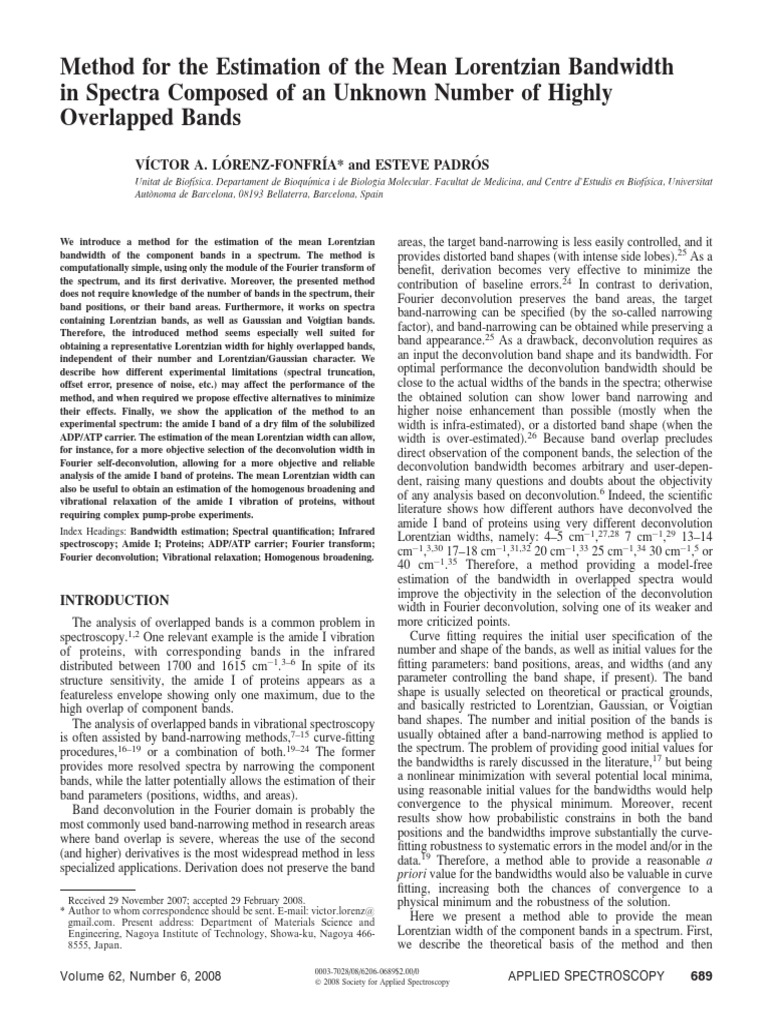 Estimating Mean Lorentzian Bandwidths | PDF | Spectral Density | Normal ...