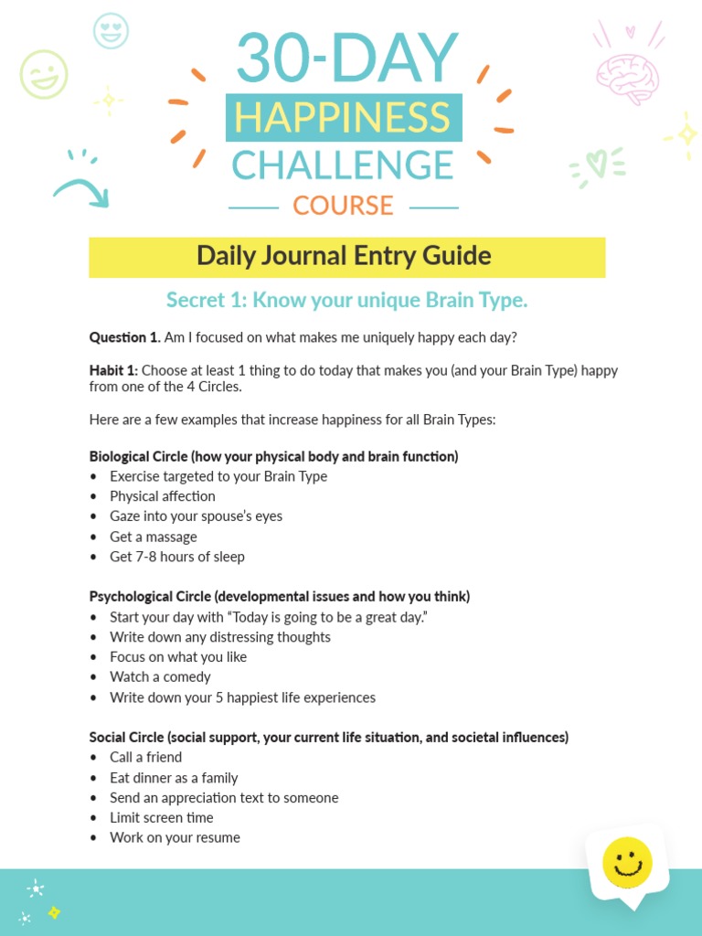 30 Day Happiness Challenge | PDF | Foods | Dietary Supplements