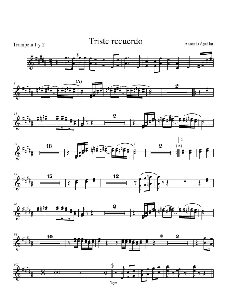 Triste Recuerdo - Antonio Aguilar - Trompetas | PDF