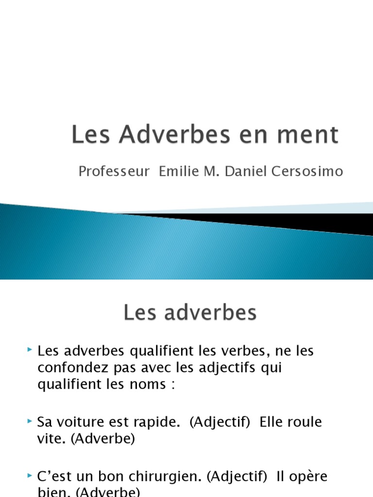 Les Adverbes en Ment, Le Participe Présent Et Le Gérondif | PDF ...