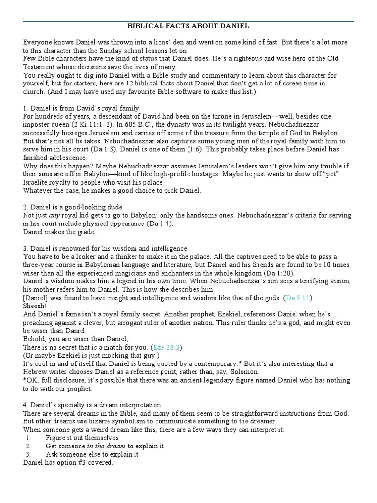 Biblical Facts About The Prophet Daniel | PDF | Daniel (Biblical Figure ...