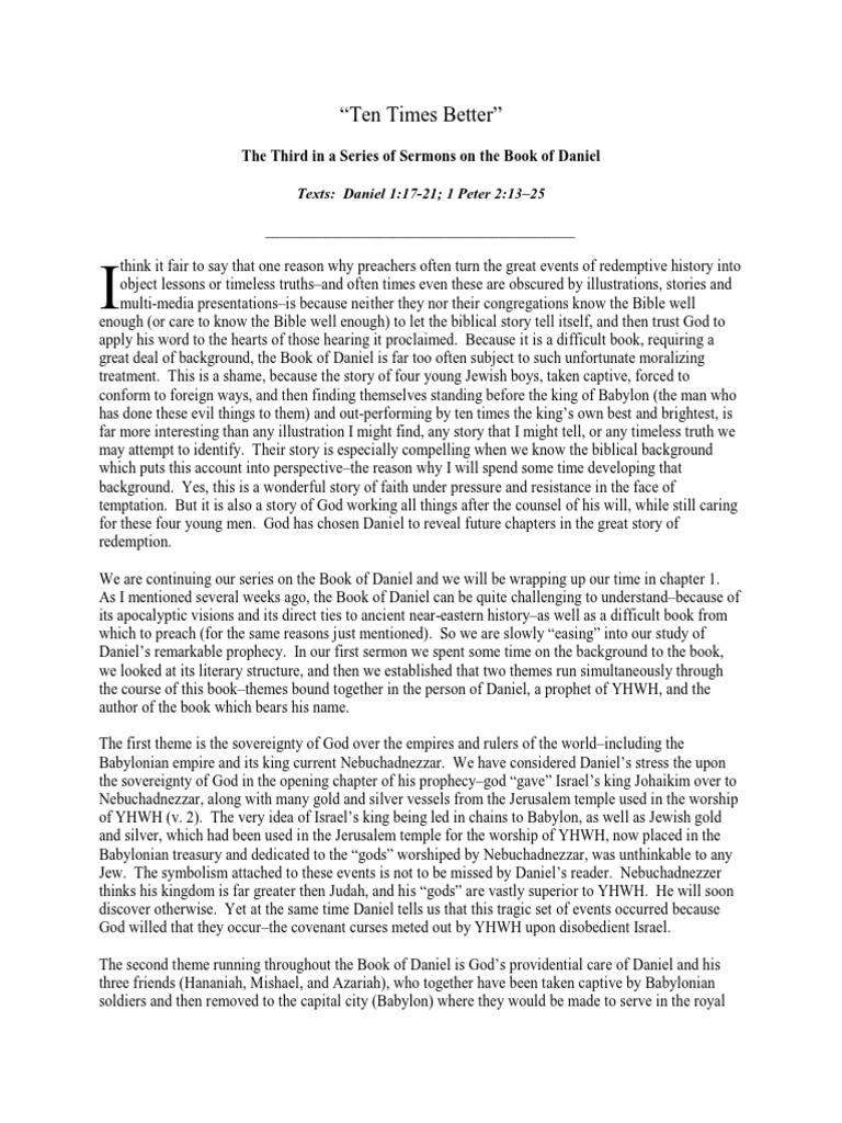 03 Ten Times Better Dan 1 17-21 Edited | PDF | Daniel (Biblical Figure ...