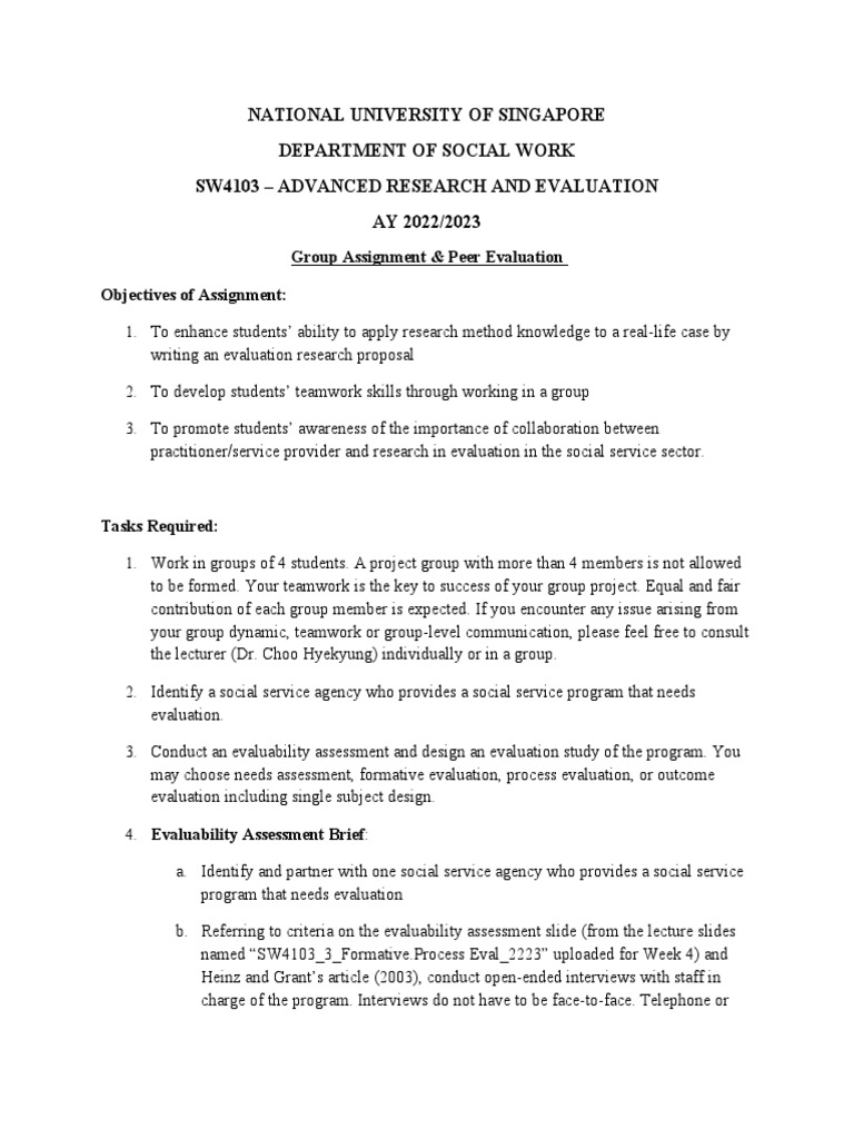 Group Project Deadline | PDF | Survey Methodology | Evaluation