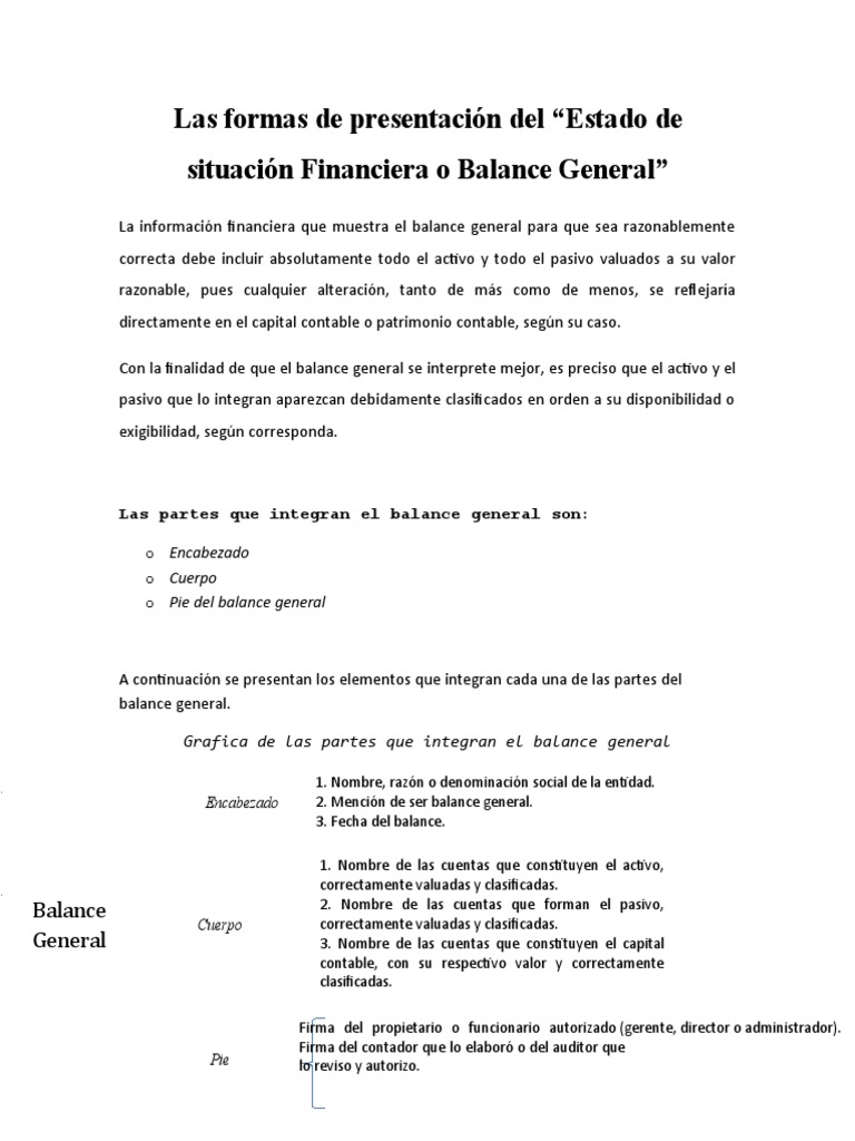 Formas de Presentacion de Balance General | PDF | Hoja de balance ...