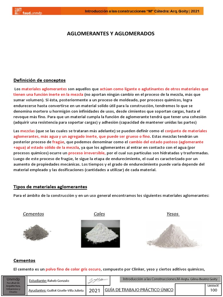 Tipos de Aglomerantes en Construcción | PDF | Cemento | Hormigón