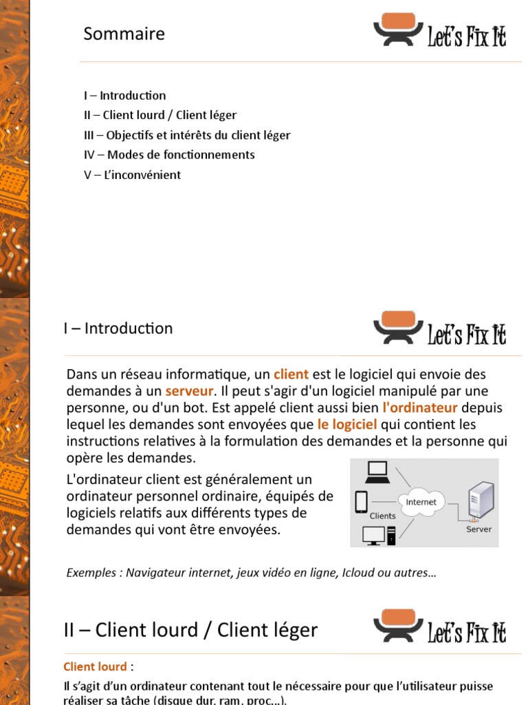 Clients Léger | PDF | Client (Informatique) | Serveur (Informatique)