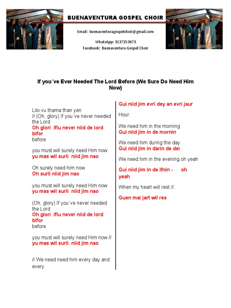 If You Ever Needed The Lord | PDF