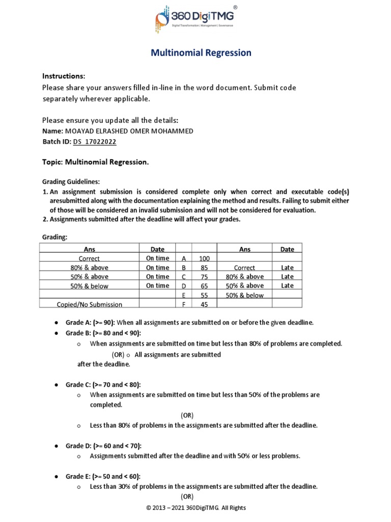 Multinomial Problem Statement | PDF | Machine Learning | Massive Open Online Course