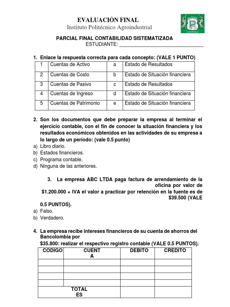 Parcial Final Contabilidad Sistematizada | PDF | Contabilidad | Business