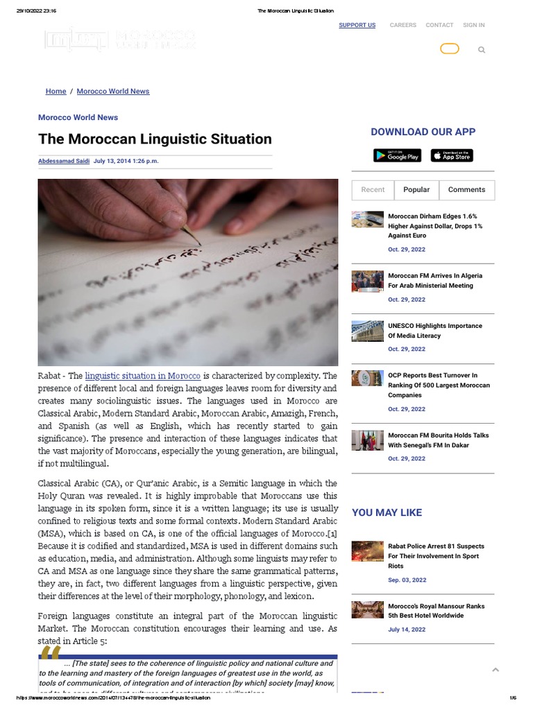 The Moroccan Linguistic Situation | PDF | Arabic | Morocco