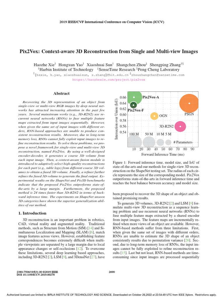 Pix2Vox Context-Aware 3D Reconstruction From Single and Multi-View Images | Download Free PDF ...