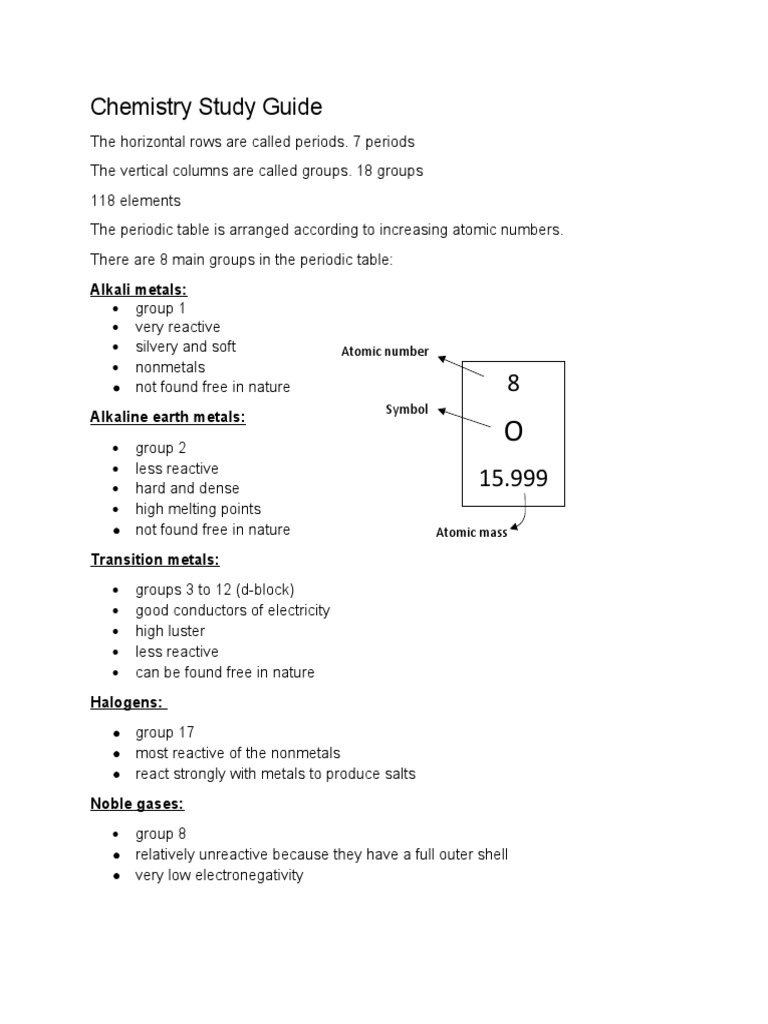Chemistry Study Guide | PDF | Chemical Bond | Chemical Compounds