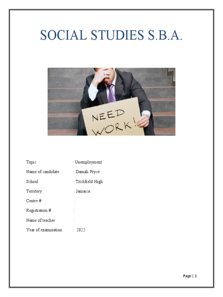 Social Studies SBA Damali Pryce Corrected | PDF | Unemployment | Survey ...