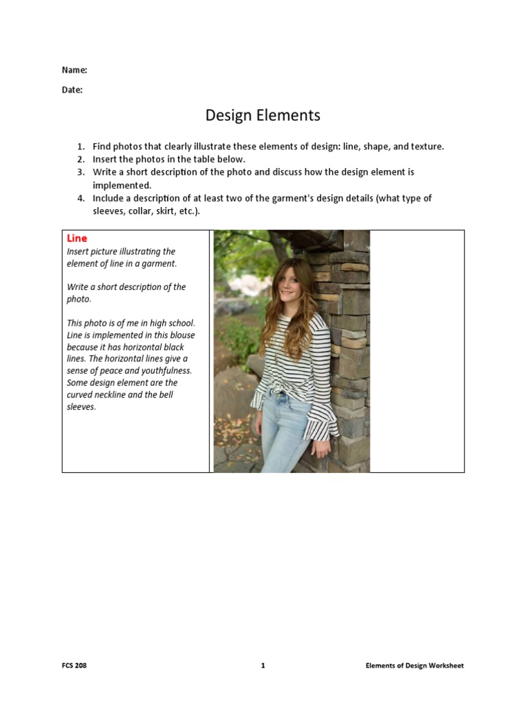 Elements of Design Worksheet | PDF