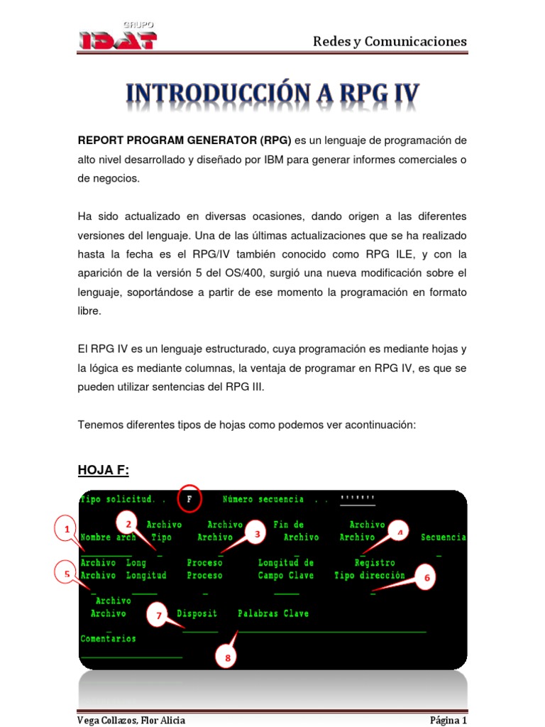 Guía de RPG: Hojas y Operadores | PDF | Ibm Rpg | Lenguaje de programación