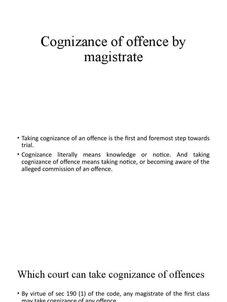 Magistrate's Cognizance of Offences | PDF | Magistrate | Crimes