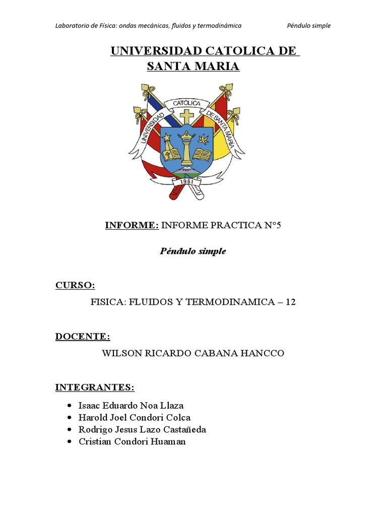 Practica 5 Pendulo Simple | PDF | Péndulo | Fricción
